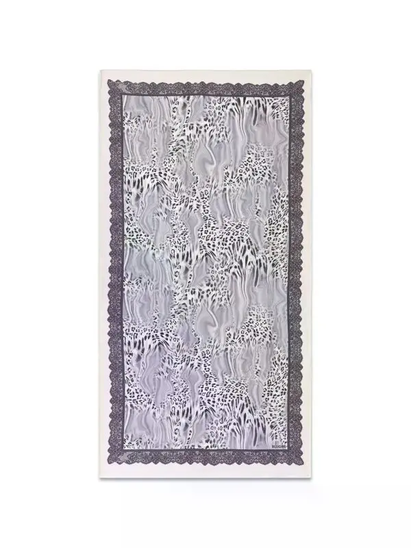 BLUGIRL Leopard-print Lace-trim Scarf - Grey
