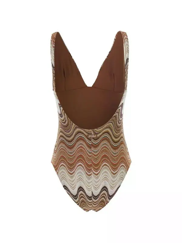 MC2 SAINT BARTH Mavi Zigzag-knit Plunge-neck Swimsuit