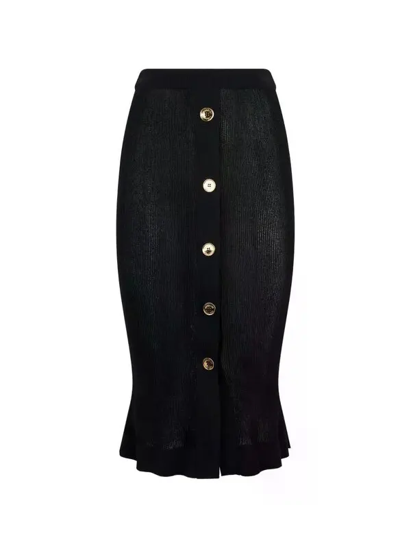Moschino Button-up Ribbed Maxi Skirt - Black