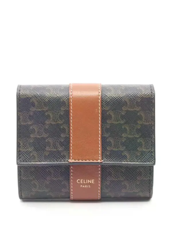Celine 2010s Triomphe Trifold Wallet - Black