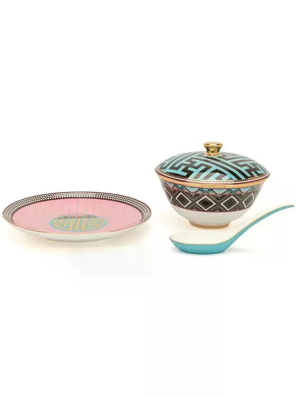 Shanghai Tang Ikat Pattern Tableware Set - Multicolour
