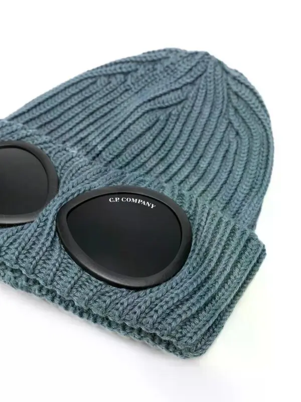 C.P. COMPANY Goggle Detail Ribbed Beanie Hat