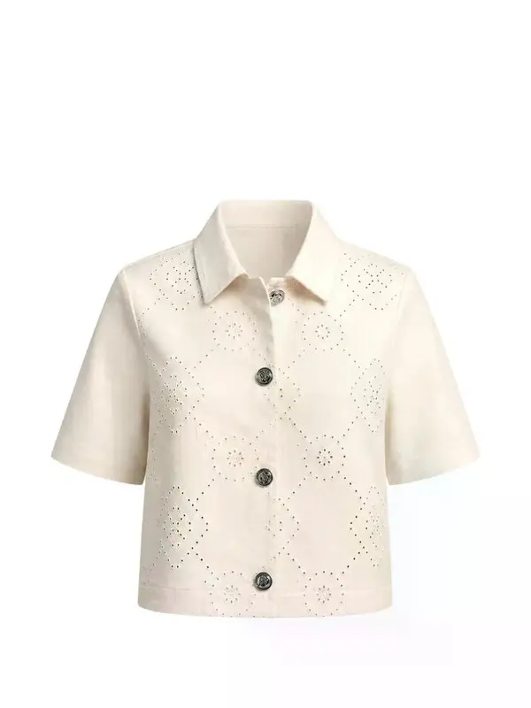 Dkny Broderie Anglaise Cropped Shirt - Neutrals