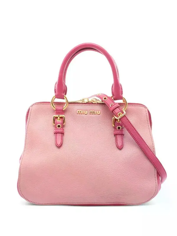 Miu Miu Madras Leather Tote Bag - Pink