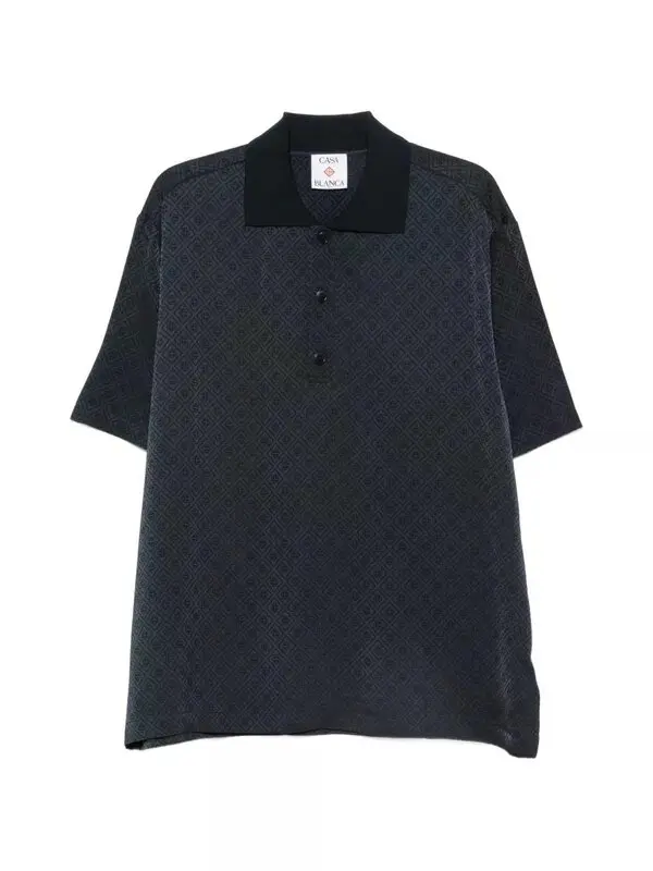 Casablanca Monogram-pattern Polo Shirt - Blue