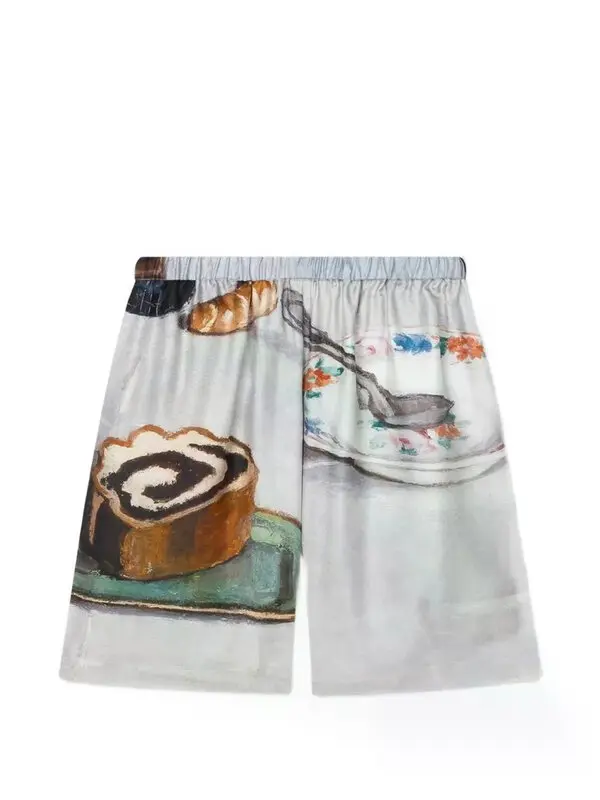 Nanushka Graphic Print Elasticated Shorts - White