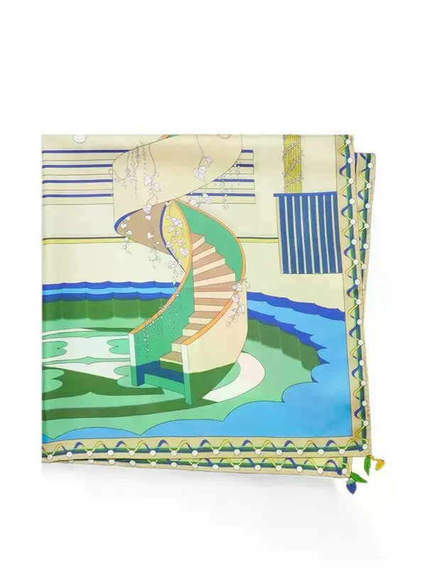 Tory Burch The Pool Silk Scarf - Neutrals