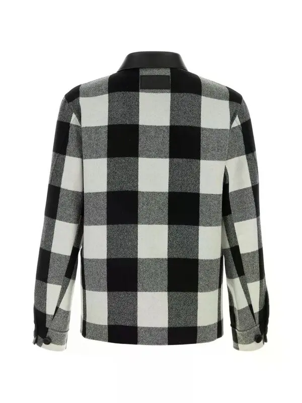 Givenchy Check-pattern Leather-collar Jacket