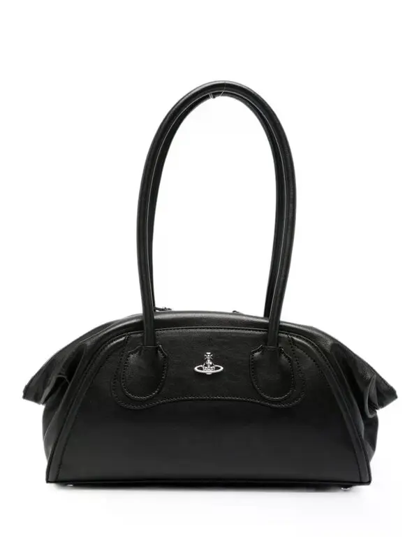 VIVIENNE WESTWOOD Orb Plaque Leather Shoulder Bag - Black