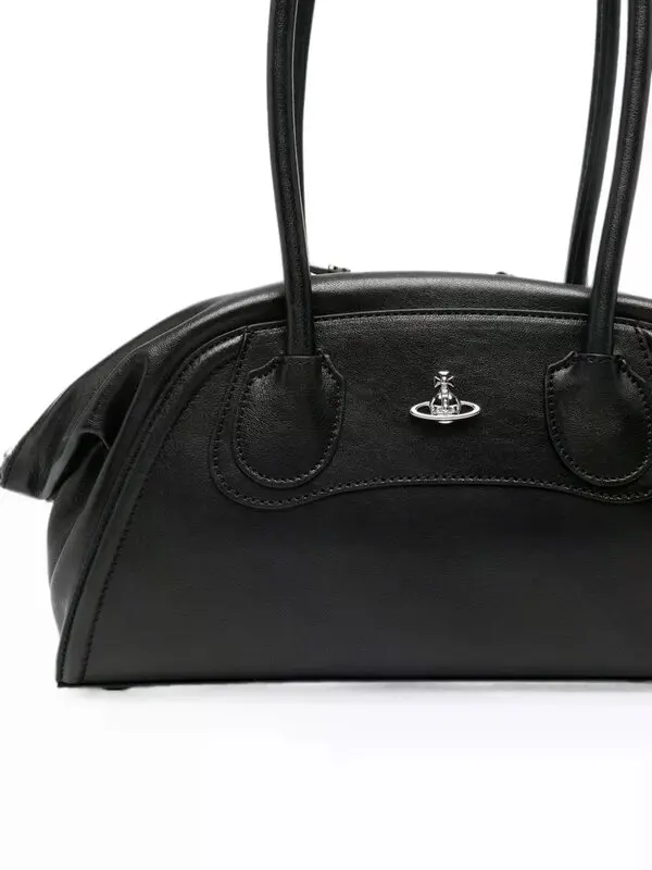 VIVIENNE WESTWOOD Orb Plaque Leather Shoulder Bag - Black