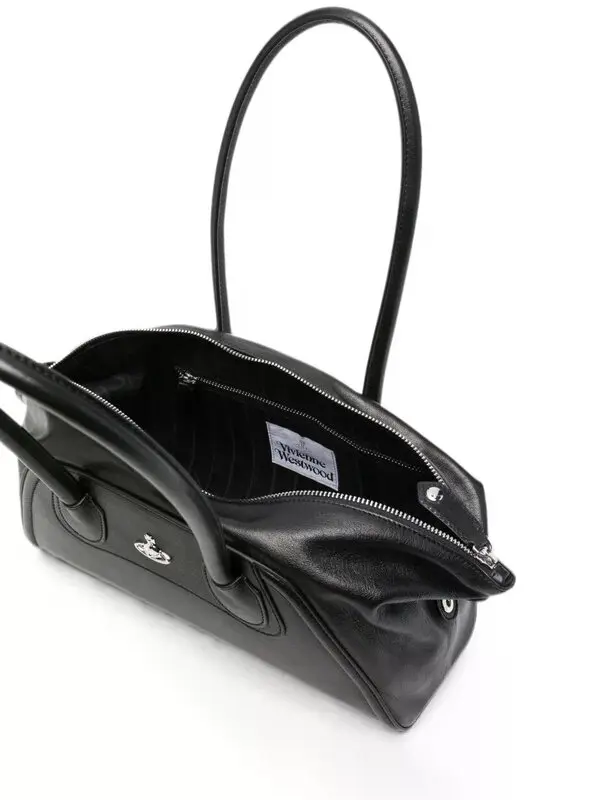 VIVIENNE WESTWOOD Orb Plaque Leather Shoulder Bag - Black