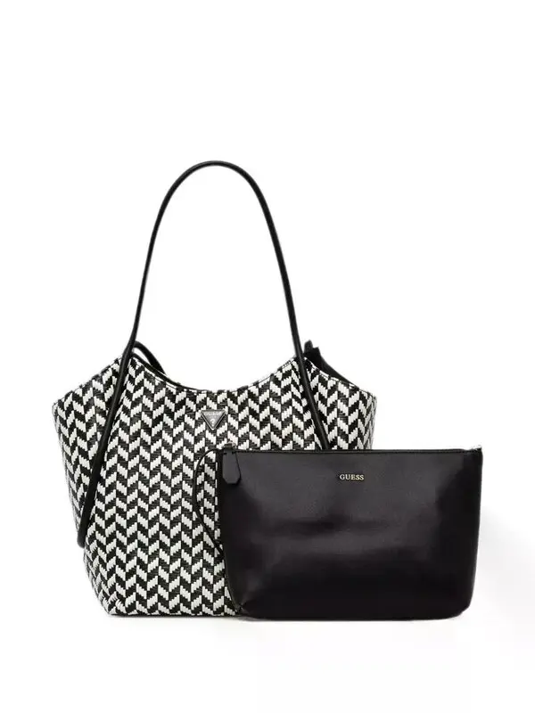 Guess Tessi Chevron-weave Tote Bag - Black