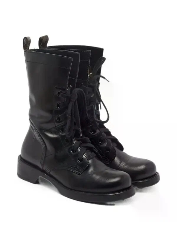 LOUIS VUITTON Monogram Lace-up Combat Boots