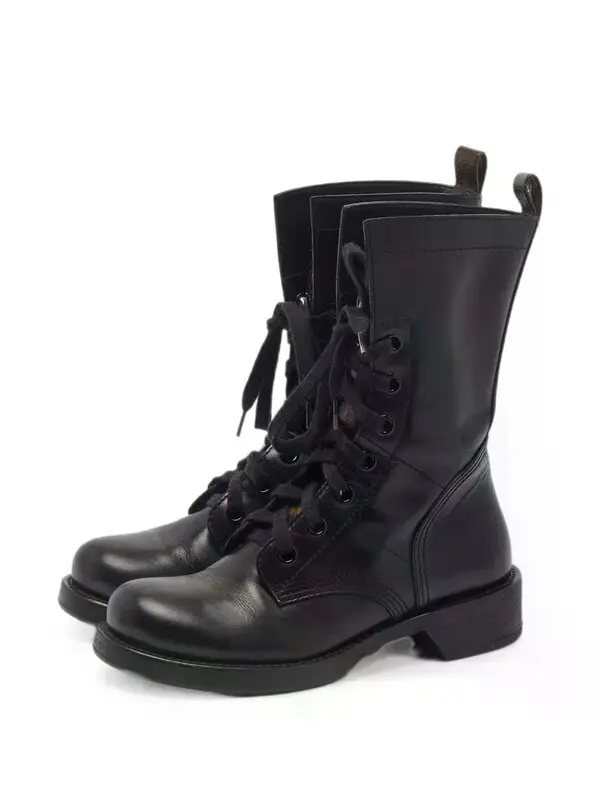 LOUIS VUITTON Monogram Lace-up Combat Boots