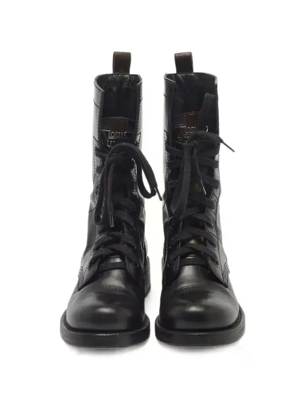 LOUIS VUITTON Monogram Lace-up Combat Boots