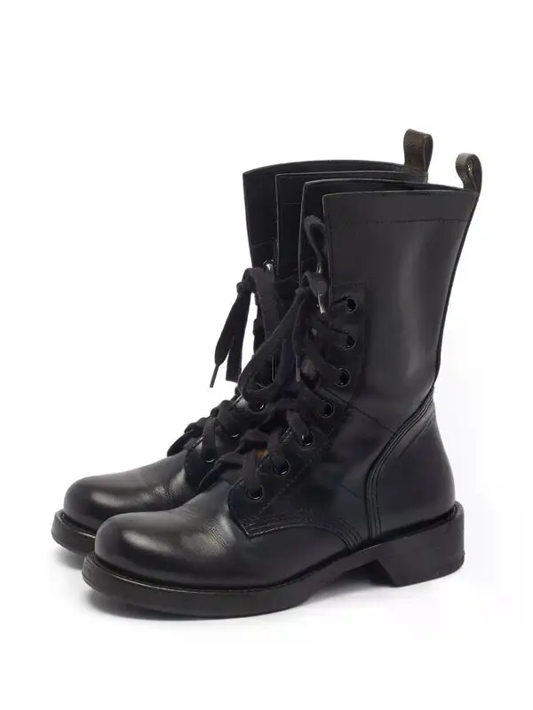 LOUIS VUITTON Monogram Lace-up Combat Boots