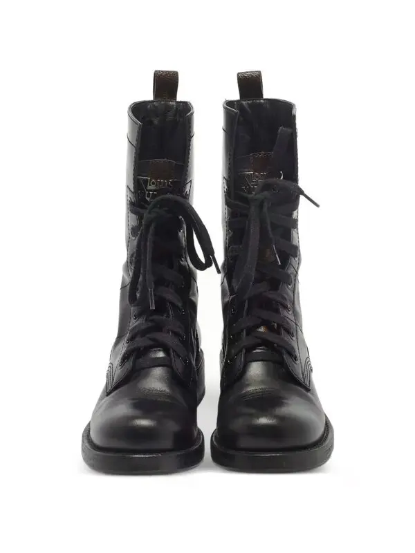 LOUIS VUITTON Monogram Lace-up Combat Boots