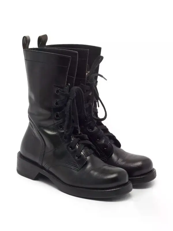 LOUIS VUITTON Monogram Lace-up Combat Boots