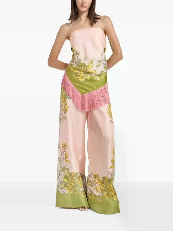La DoubleJ Floral-print Fringed Scarf