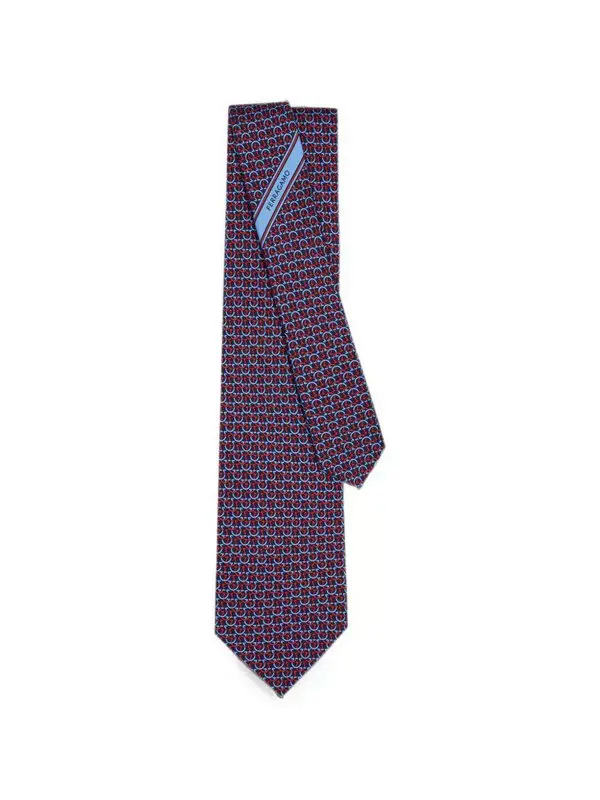 FERRAGAMO Gancini Links Print Silk Tie