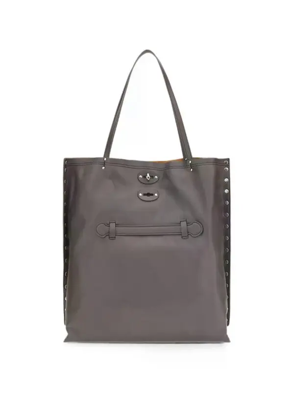 ZANELLATO Medium A'spasso Studded Leather Tote Bag - Grey