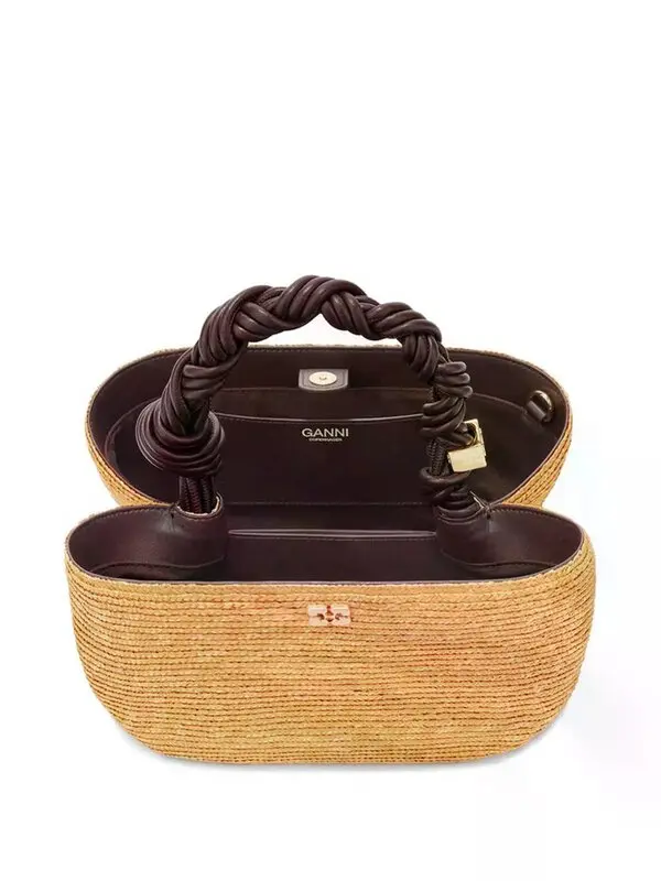 GANNI Small Bou Straw Tote Bag
