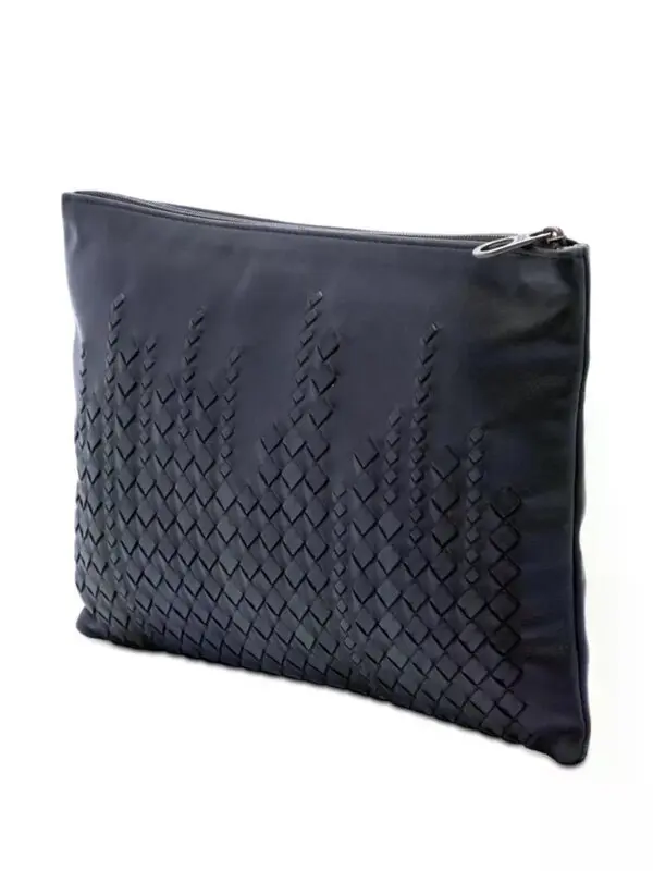 Bottega Veneta Intrecciato Trimmed Leather Clutch Bag - Black