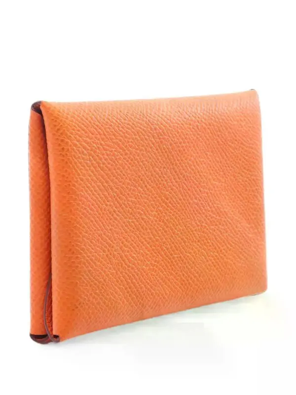 Hermès Calviduo Leather Coin Purse - Orange