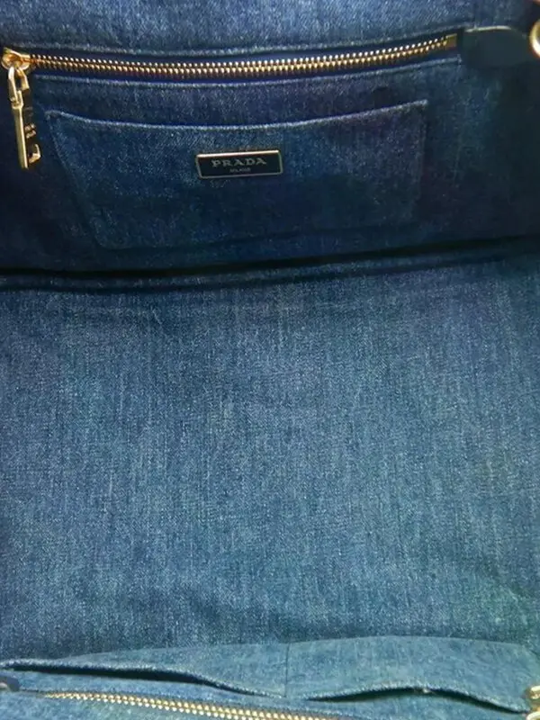 Prada 2013-2026 Denim Canapa Logo Satchel
