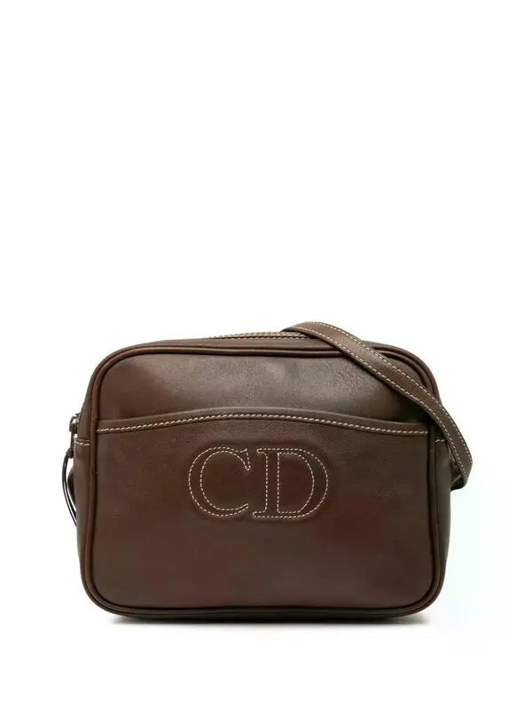 Dior 20th Century Leather Stitched Cd Logo Camera Bag Crossbody Bag - Brown