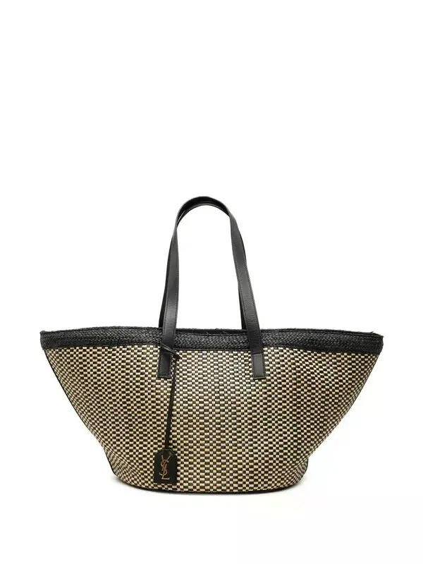 Saint Laurent Raffia Panier Basket Shopper Tote Bag - Neutrals