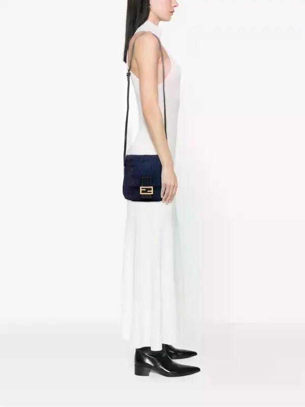 Fendi Zucchino Canvas Crossbody Bag - Blue