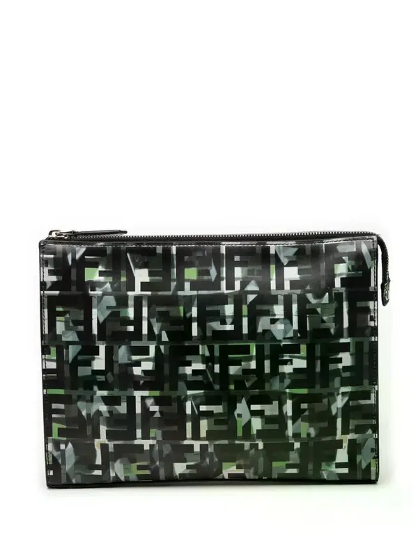 Fendi Ff 1974 Nylon Camouflage Clutch Bag - Black