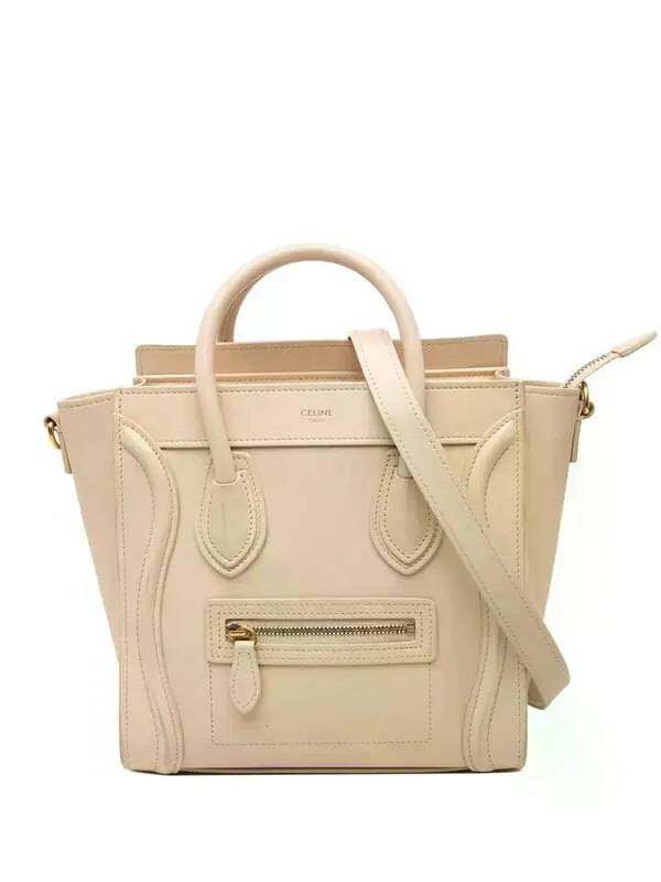 Celine Nano Leather Luggage Tote Satchel - Neutrals