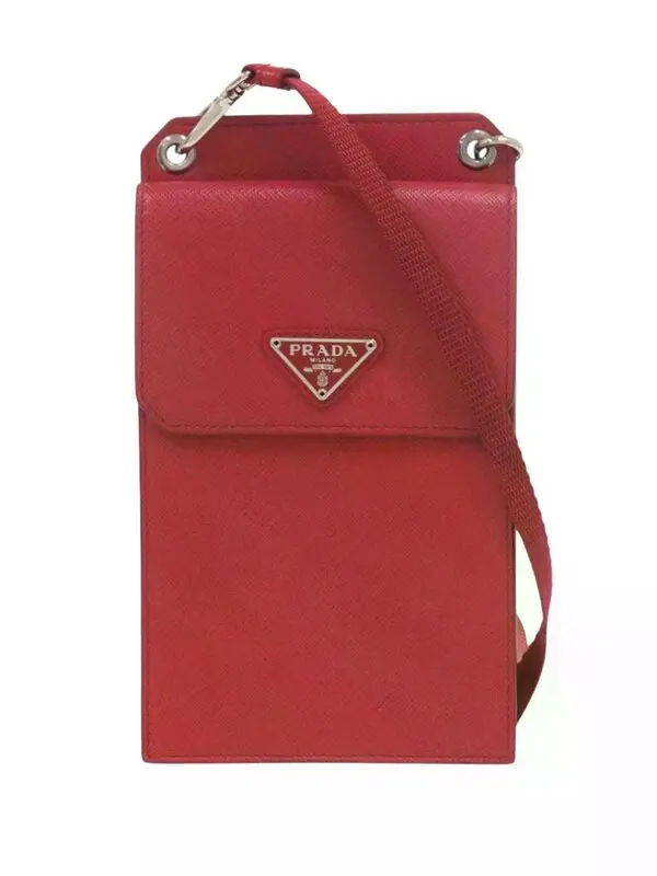 Prada Saffiano Leather Smartphone Case Crossbody Bag - Red