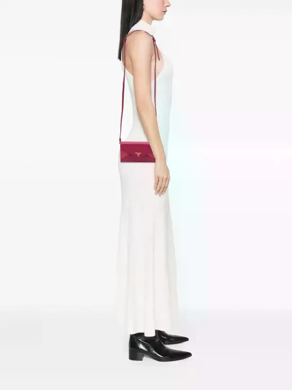 Prada 2010-2026 Bicolor Saffiano Envelope Wallet On Strap Crossbody Bag