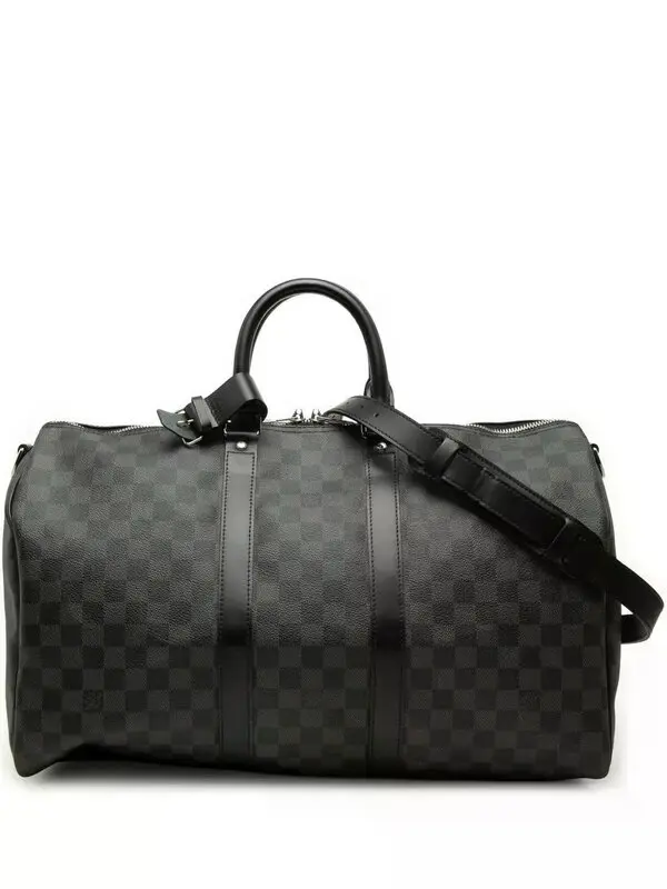 LOUIS VUITTON Damier Graphite Keepall Bandouliere 45 Travel Bag - Black