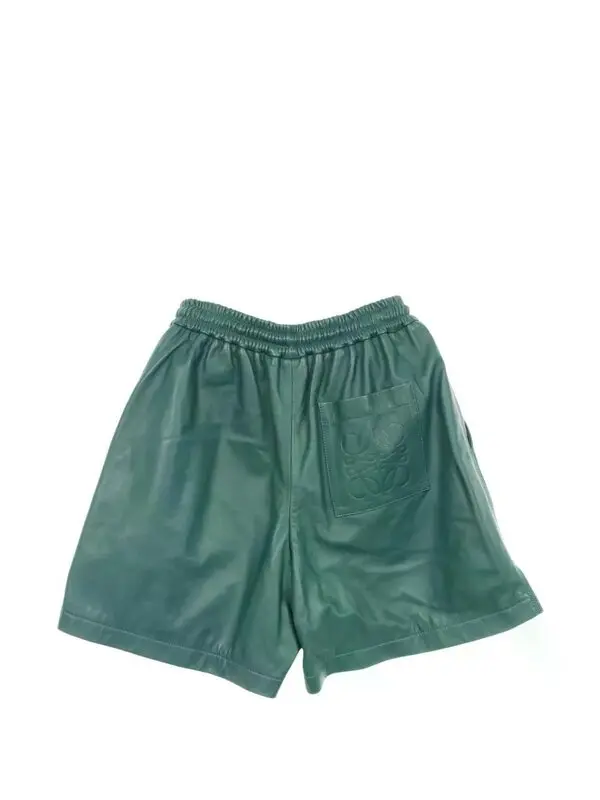 Loewe Anagram Motif Leather Shorts - Green