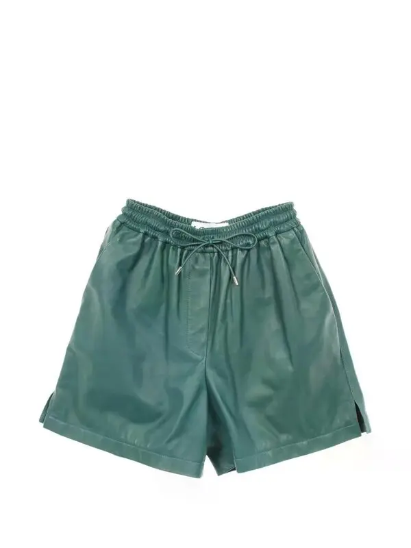 Loewe Anagram Motif Leather Shorts - Green