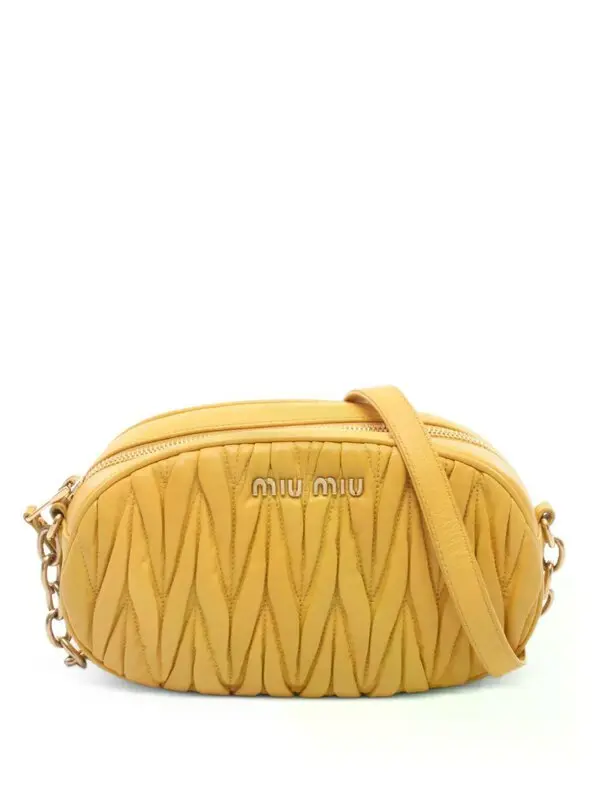 Miu Miu Matelassé Chain Shoulder Bag - Yellow