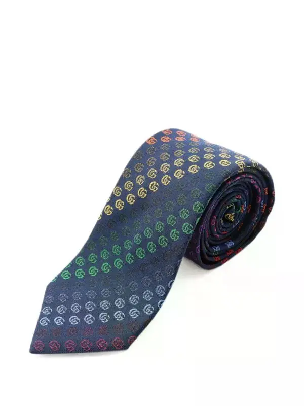 Gucci Gg Pattern Silk Neck Tie - Blue