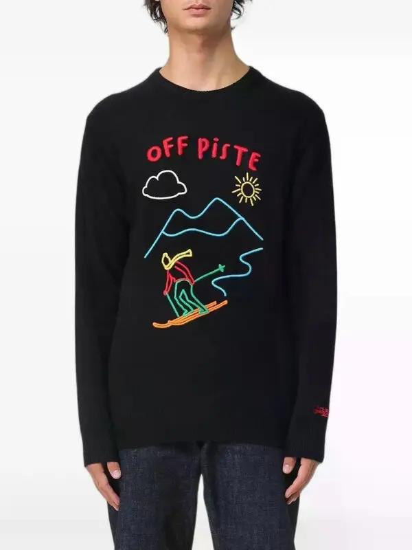 MC2 SAINT BARTH Embroidered Crew Neck Sweater - Black