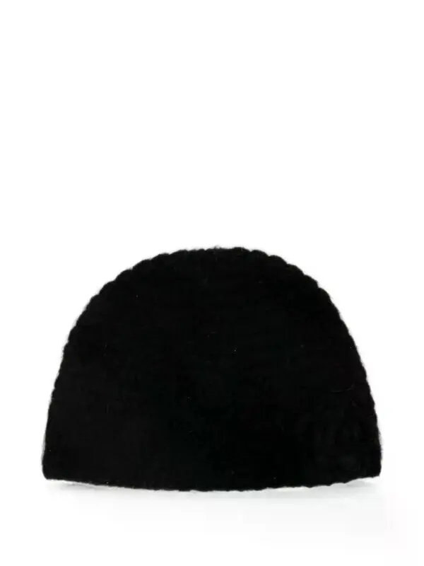 ROCKFISH Flower-detail Crochet Beanie Hat - Black