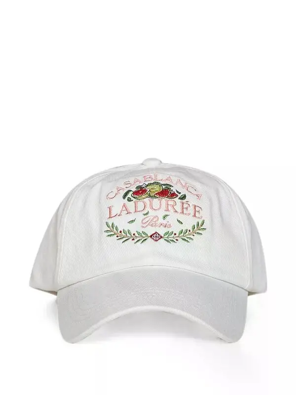 Casablanca X Ladurée Embroidered Cotton Cap - White