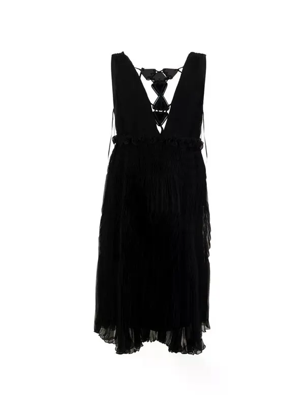 Alberta Ferretti Pleated Silk Mini Dress