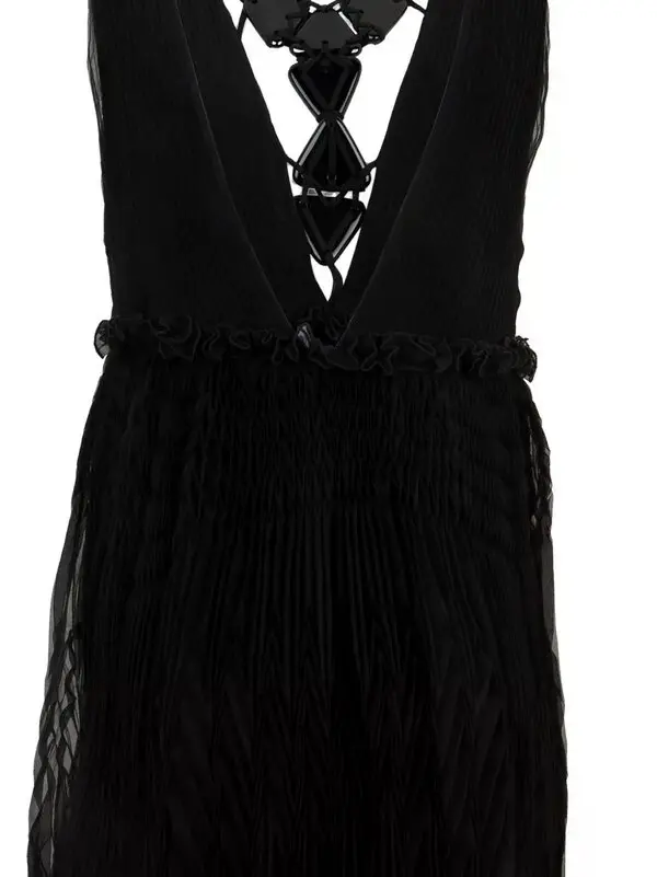 Alberta Ferretti Pleated Silk Mini Dress