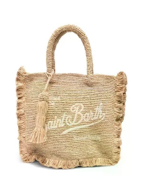 MC2 SAINT BARTH Ruffle-trim Embroidered-logo Tote Bag - Neutrals