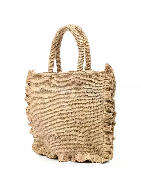 MC2 SAINT BARTH Ruffle-trim Embroidered-logo Tote Bag