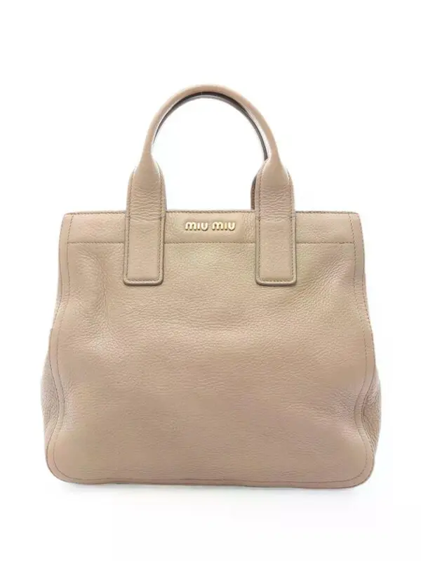 Miu Miu 2000s Vitello Caribu Tote Bag - Neutrals