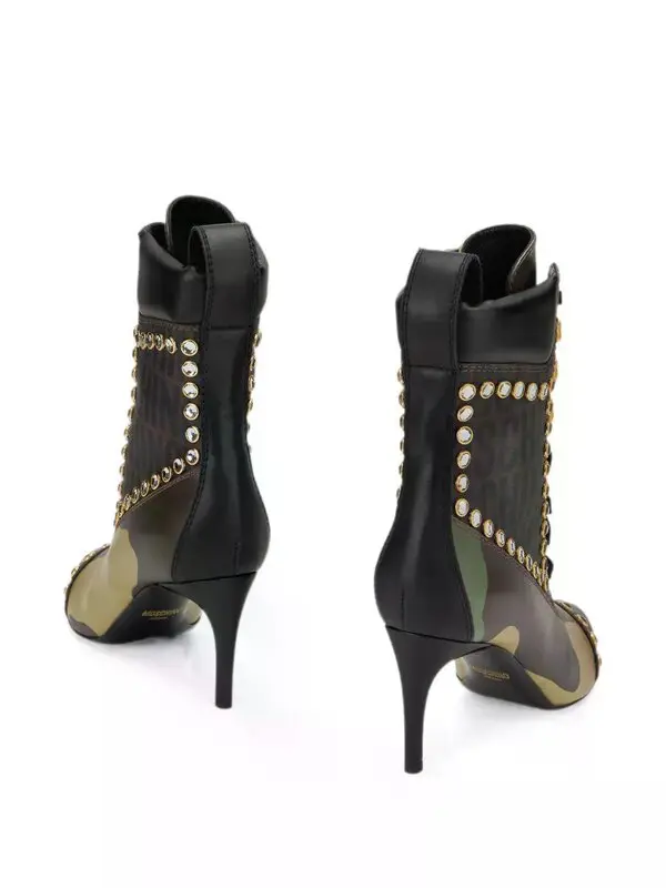Moschino Crystal-embellished Camouflage-print Boots